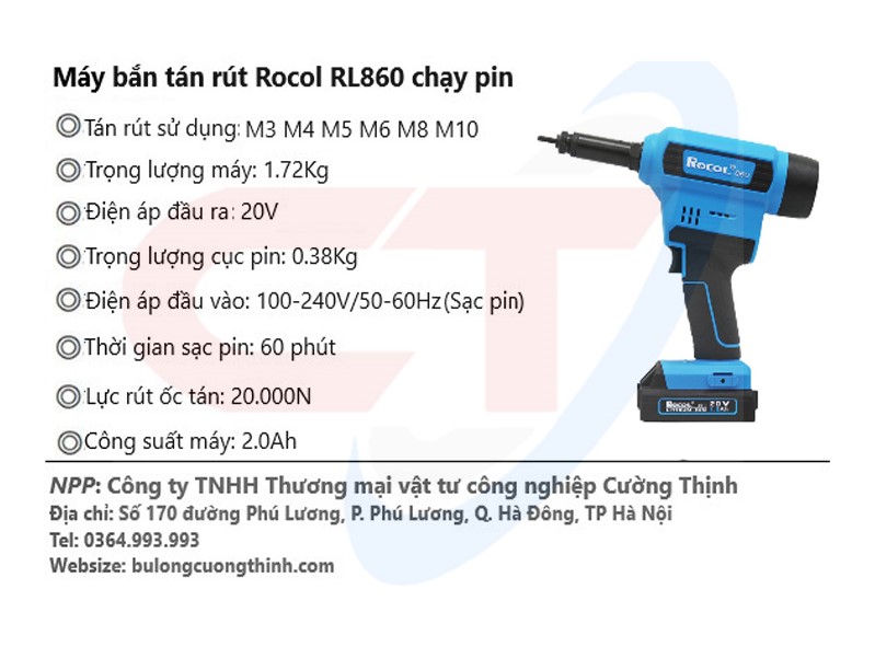 Súng Rút Ốc Tán RL-860 pin (Súng bắn tán rút RL-860 pin)